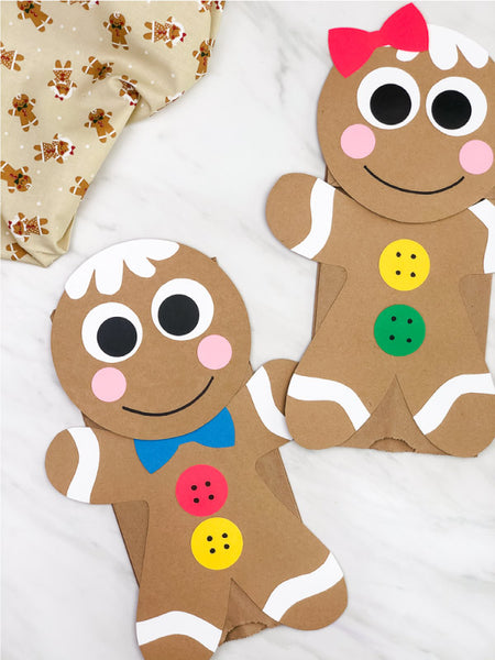 Gingerbread Man Puppet Craft Template | Christmas Paper Bag Kids ...