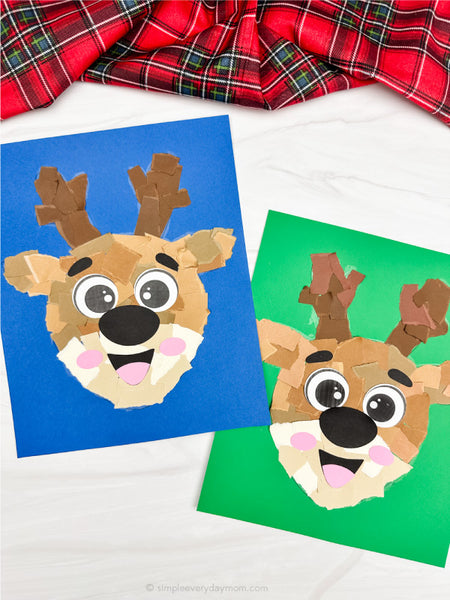 Torn Paper Reindeer Craft Template | Rudolph Christmas Kids Art ...