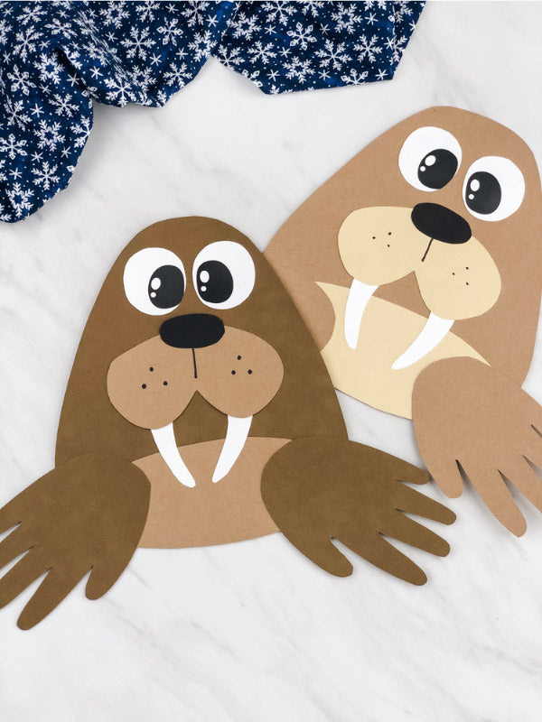 Walrus Handprint Craft Template | Winter Arctic Animal Activity for ...