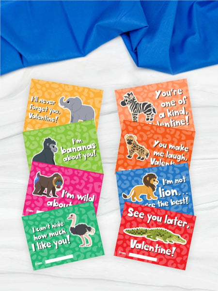 Zoo Animal Valentine Cards Printable | Fun Classroom Valentines for ...