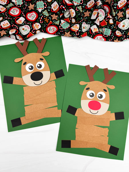 Reindeer Paper Strip Craft Template | Rudolph Christmas Activity For ...
