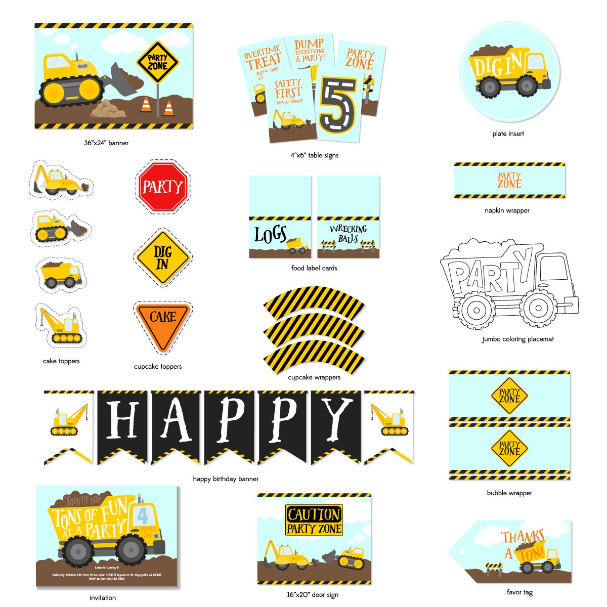 Construction Party Print Outs Construction Party Signs, Construction